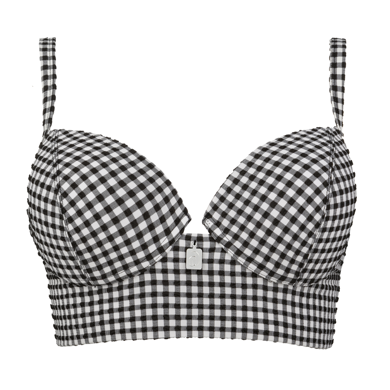 Annadiva Swim Checky Longline Bikinitop Black & White - Annadiva